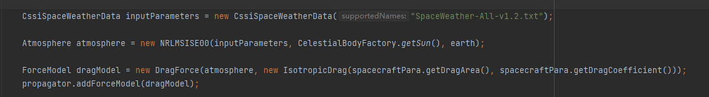 When using Orekit for orbit prediction with an atmospheric drag model ...